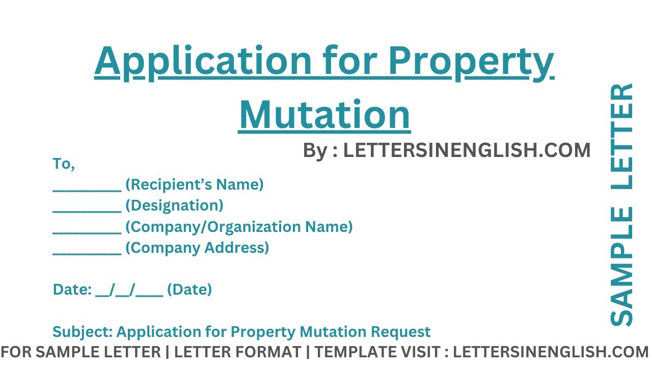 Application for Property Mutation - Sample Application Requesting Property Mutation