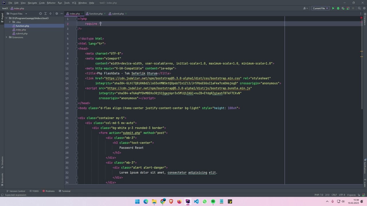 Php FlashData Tutorial - Password Reset