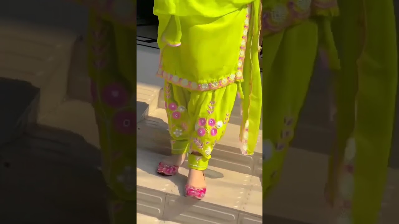 beautiful parrot green colour suit with flower embroidery#trending #fashion #krishnafashion #dress