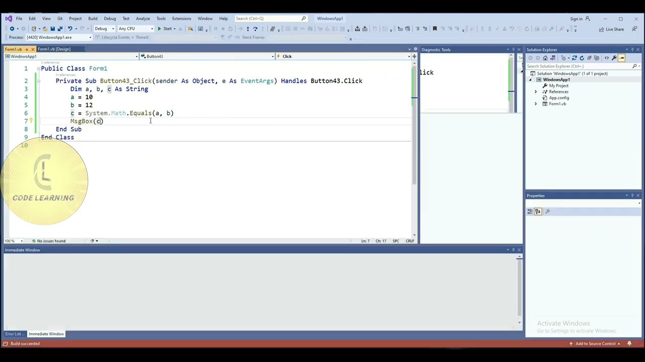 VB.NET | Math 'equals()' | CodeLearning