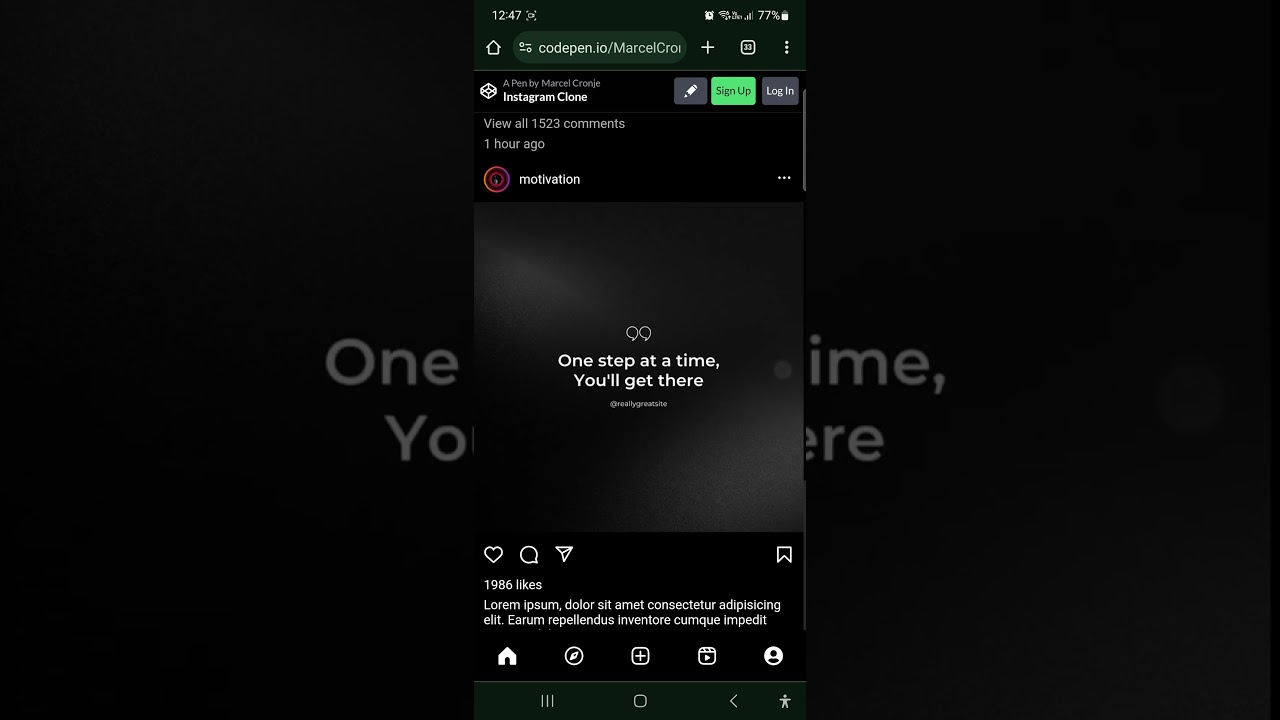 Instagram clone mobile layout now on GitHub! 💻 #Coding #Design