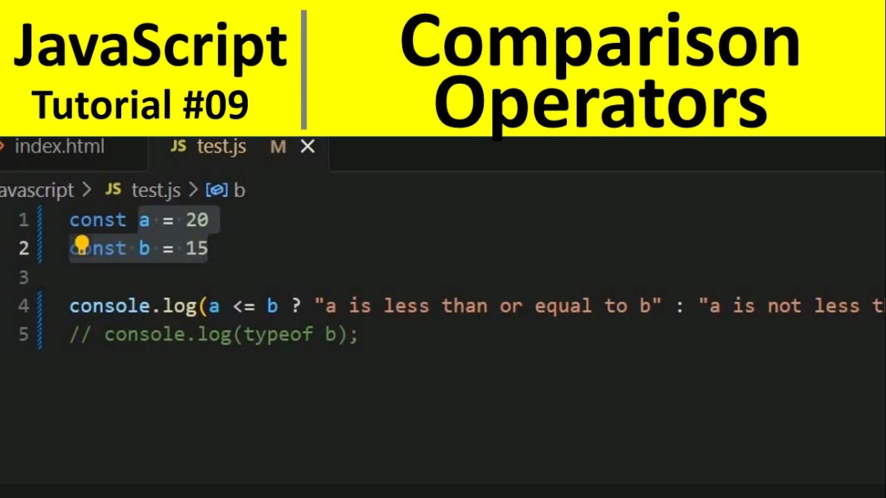 JavaScript Tutorial 9 - Comparison Operators in Javascript | Programming For Beginners