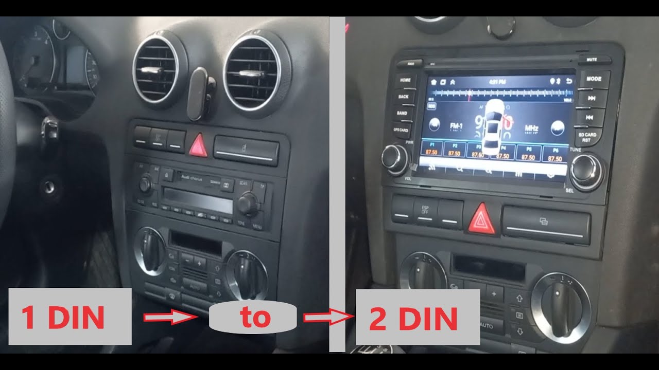 Remplacement console Audi A3 8P 1 Din vers 2 Din et installation navigation Android