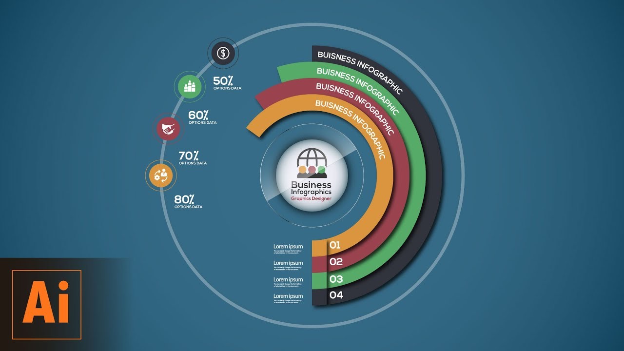 Circular Business Infographics Vector Illustrator Tutorial