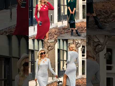 Cut Out Wrap Cross Ribbed Knit JumperDress || Cut Out Front Bodycon Sweater Dress ||? #ribbing #knit