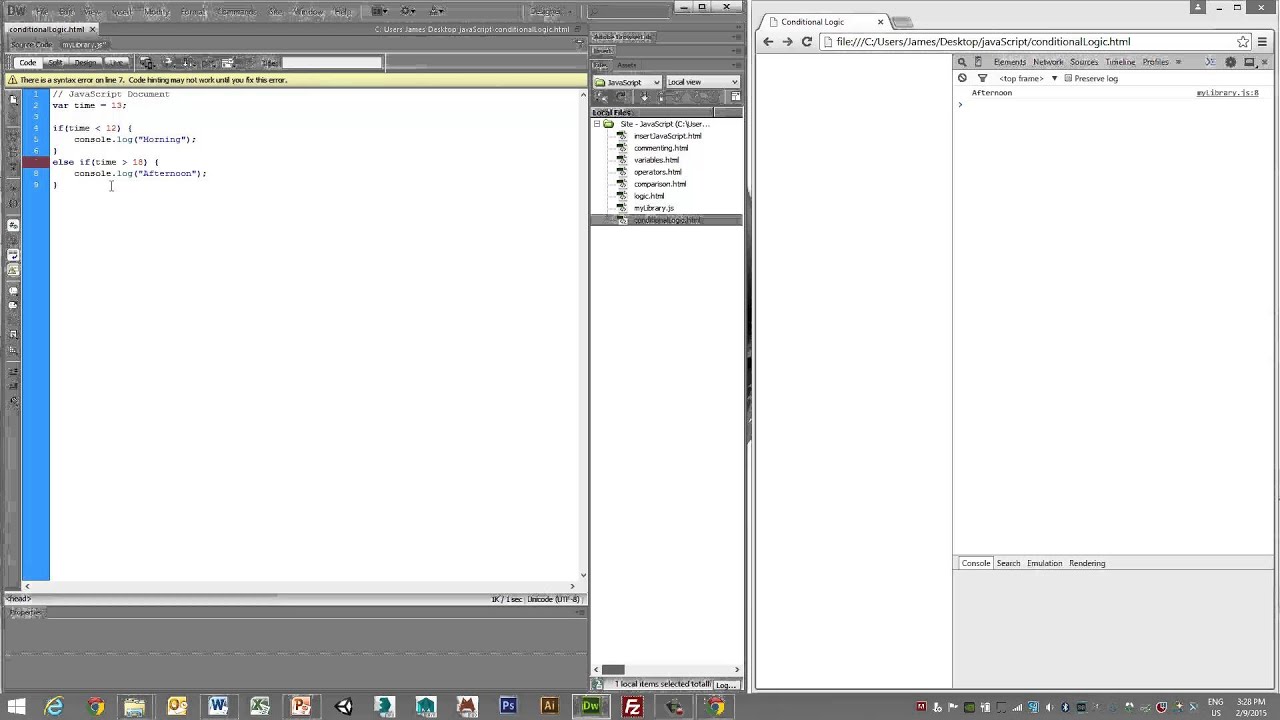 Using Conditional IF THEN ELSE logic Statement in JavaScript