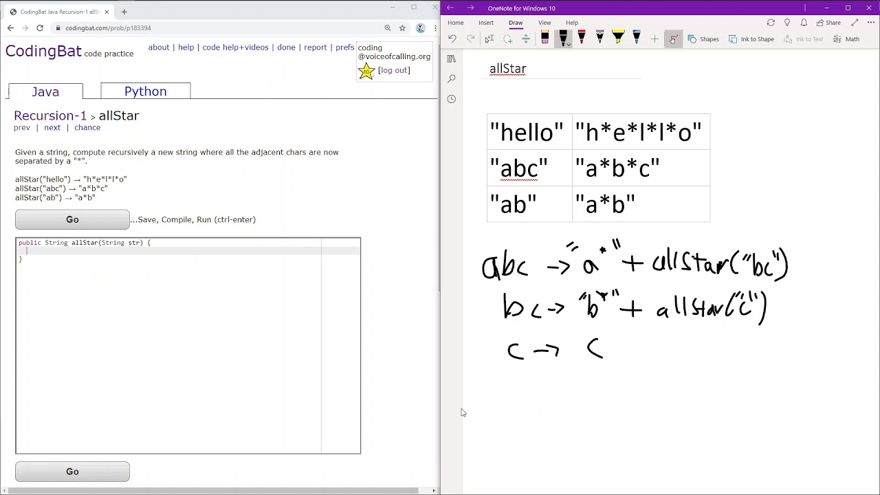 Recursion - 1 (allStar) Java Solution || Codingbat.com