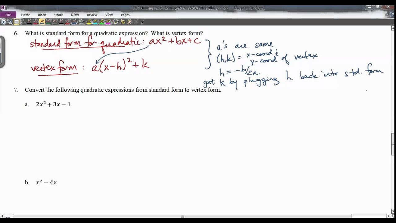 Alg 2 - Ch 9 Notes - Circles