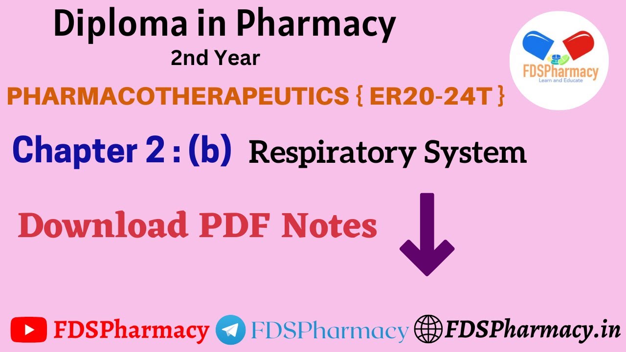 CH : 2 (b) Respiratory system disorders | Pharmacotherapeutics | D.Pharma 2nd Year Notes