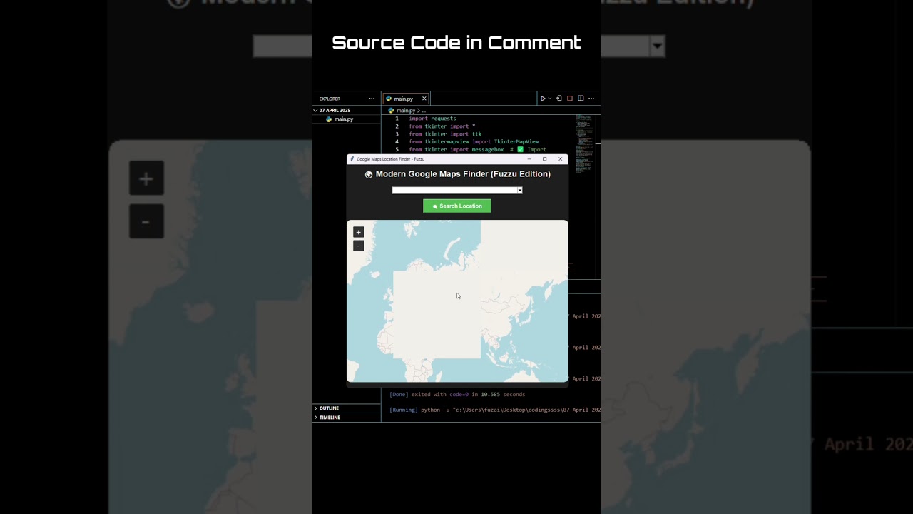 This Google Maps App in Python is INSANE! 🌍 #python #maps #gui #coding #fuzzutech