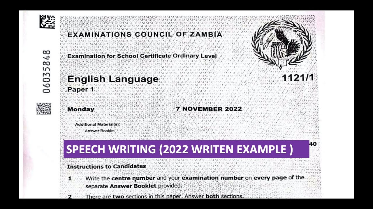 2022 ECZ ENGLISH P1 SPEECH WRITING
