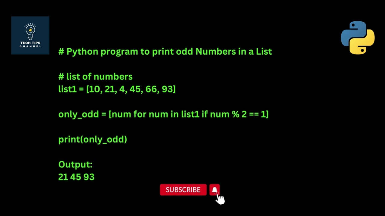 Python program to print odd numbers in a List || code in description #shorts  #python