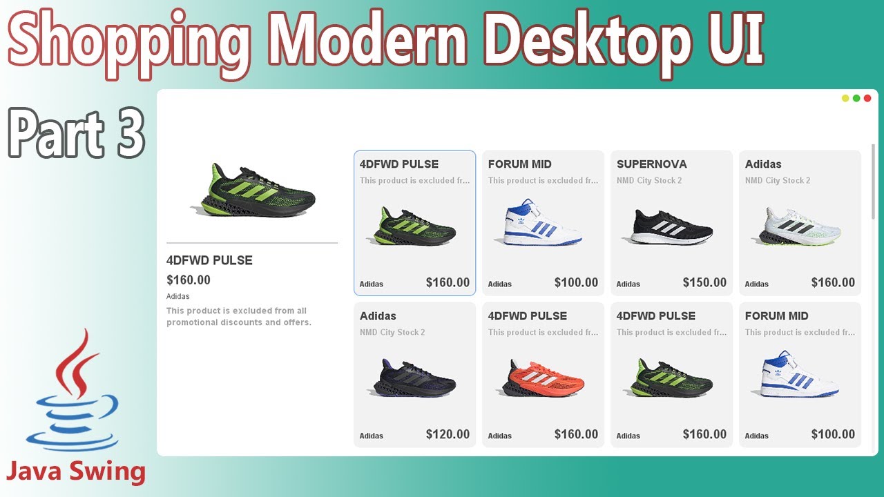 Java Swing - Shopping Modern Desktop UI Design (Part 3)