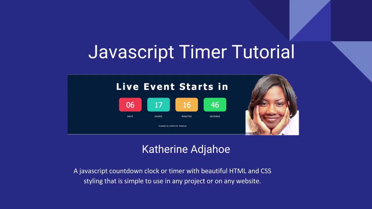 Learn JavaScript by creating a Timer  or Countdown Clock with HTML and CSS Styling