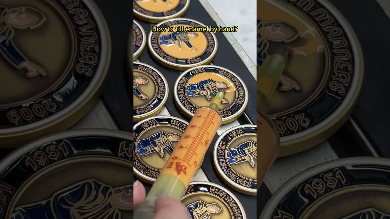 How to make enamel pins--Coloring process! #makingprocess#pins #pinsfactory#pinmaking