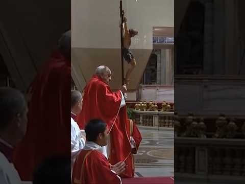 Pope Francis adores crucifix during Good Friday liturgy