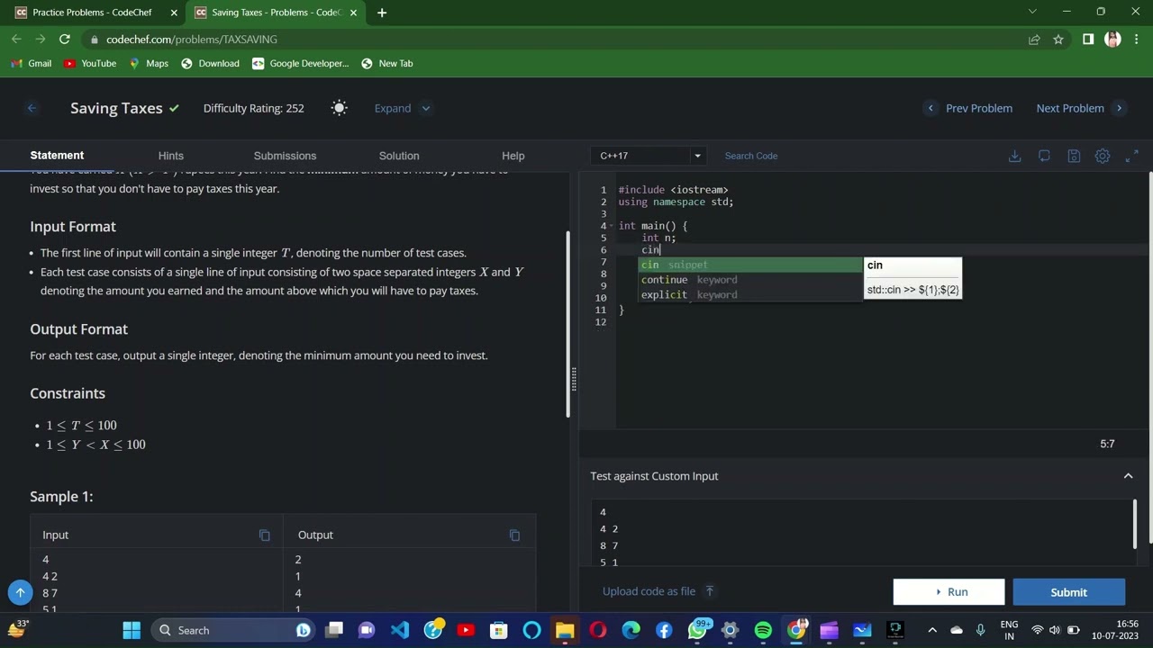 Saving Taxes , Codechef Solutions