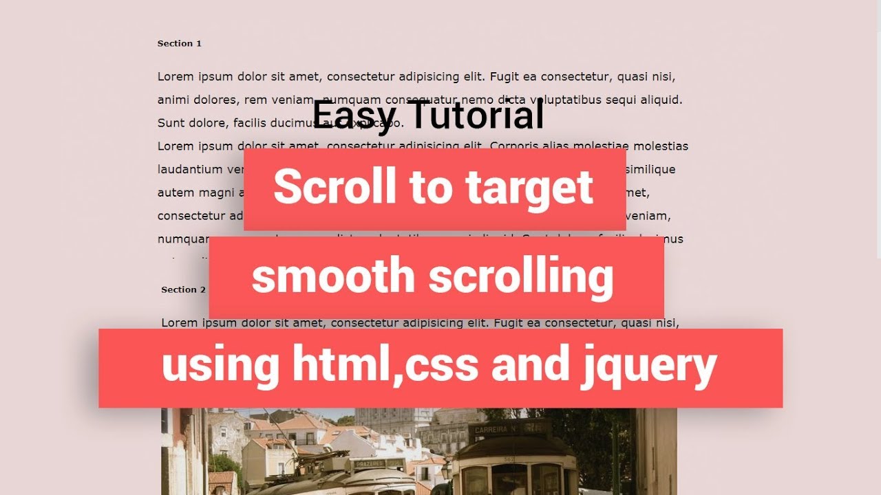 Scroll to target smooth scrolling using HTML, CSS & JQUERY | Smooth Scroll On Click
