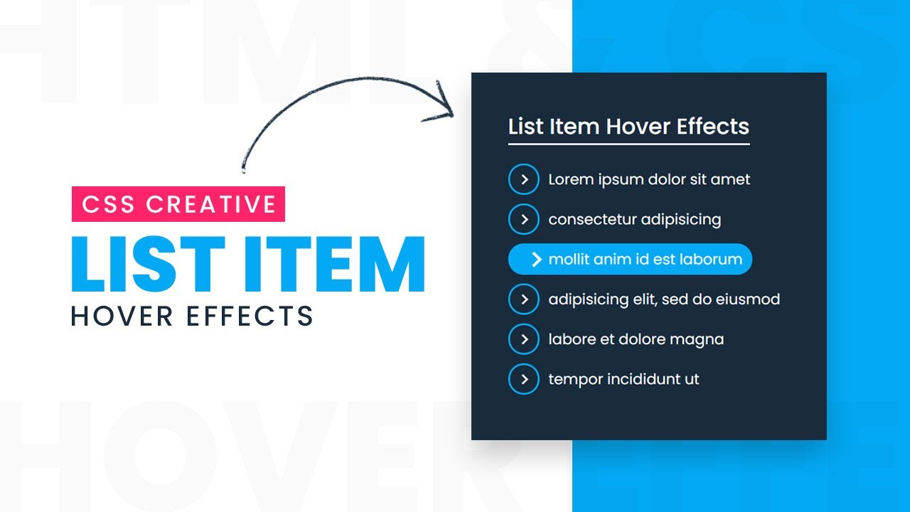 CSS Creative List Item Hover Effects | CSS3 Hover Effects