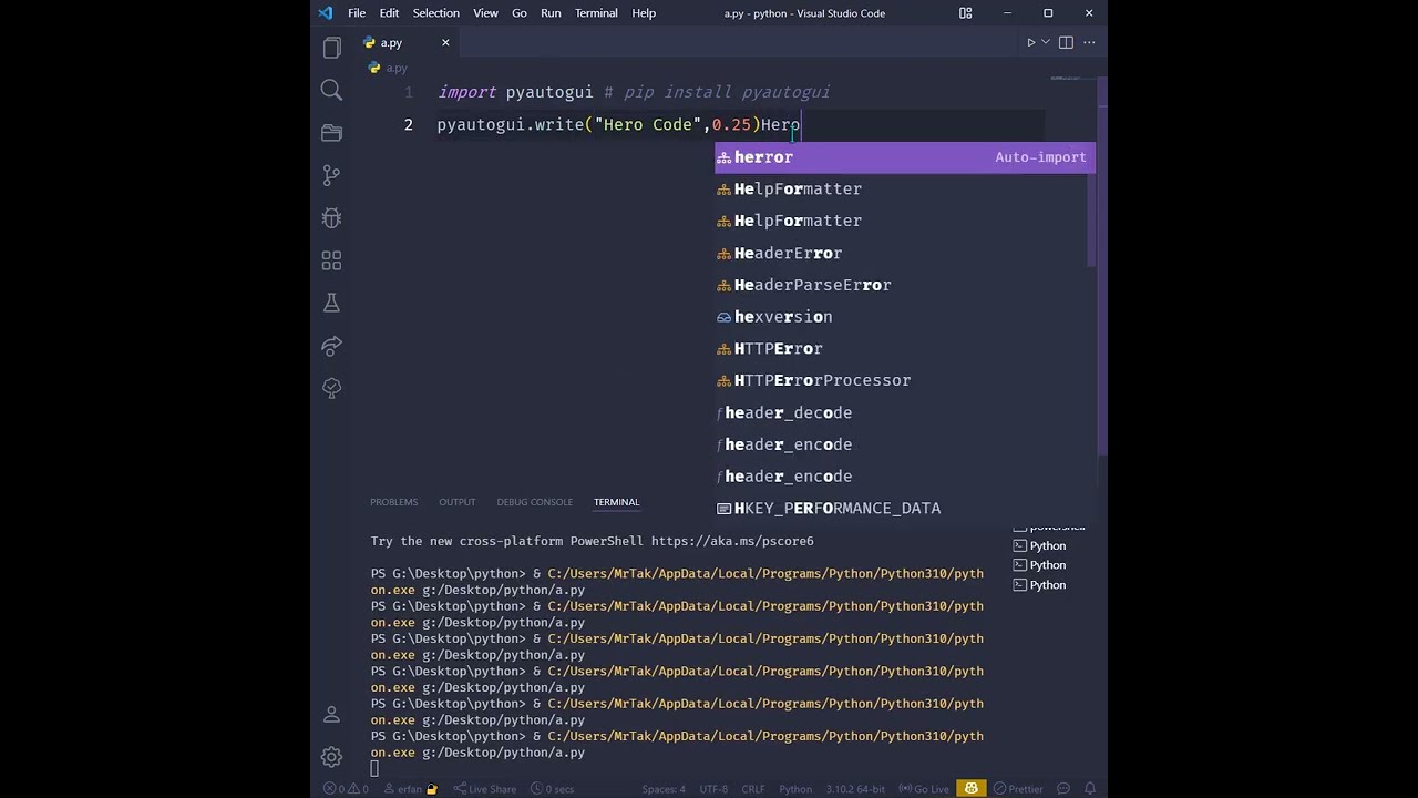 Auto Typer with python #shorts