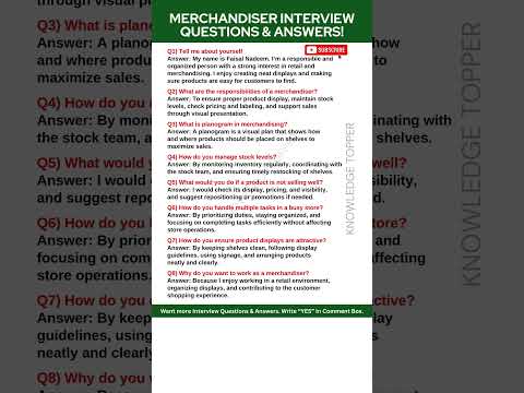 Merchandiser Job Interview Questions and Answers