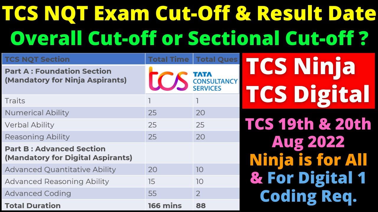 TCS NQT Exam Cut-Off & Result Date? Foundation & Advanced Both Section Sectional or Overall Cut-Off?