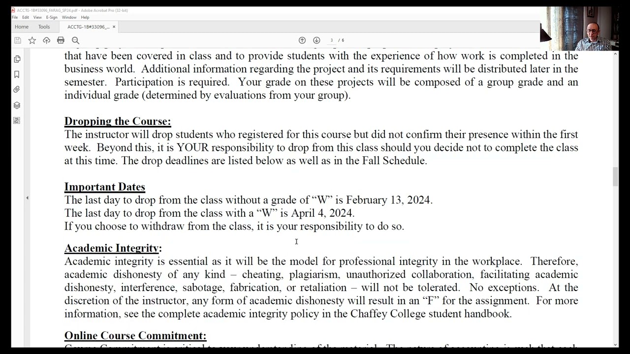 Managerial Accounting 1B - Syllabus Review - Spring 2024