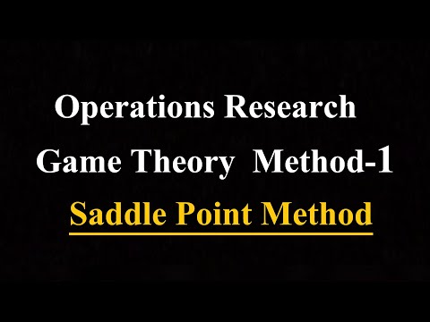 Saddle Point Method of Game Theory|| Operations Research