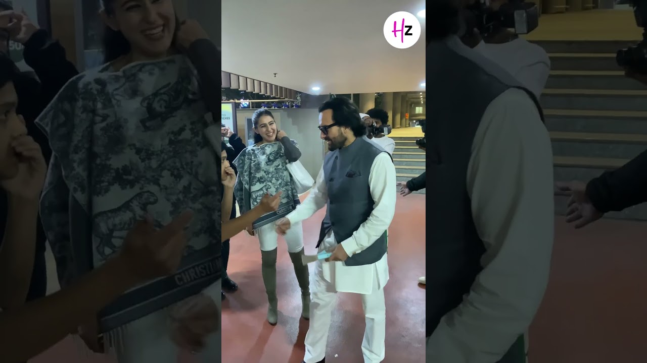 Sara & Saif Adorable Airport Moment Saif Cheers On Kids Beatboxing ...