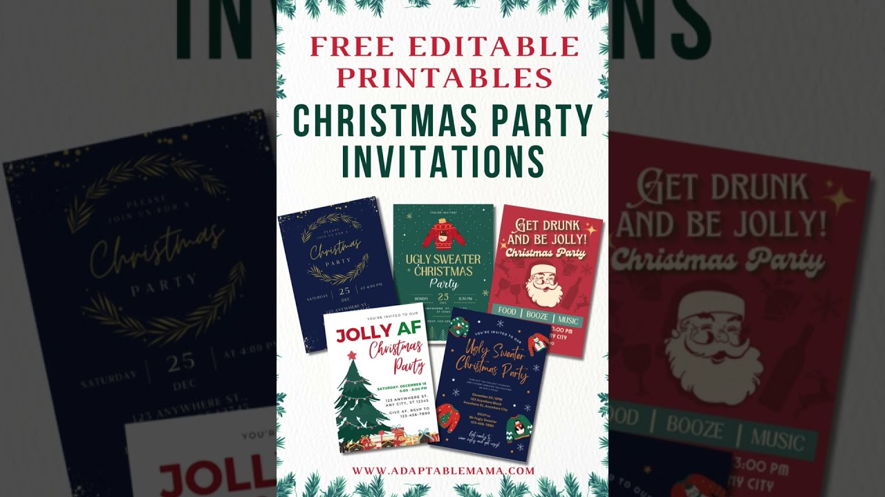 FREE Editable Christmas Party Invitations Printables