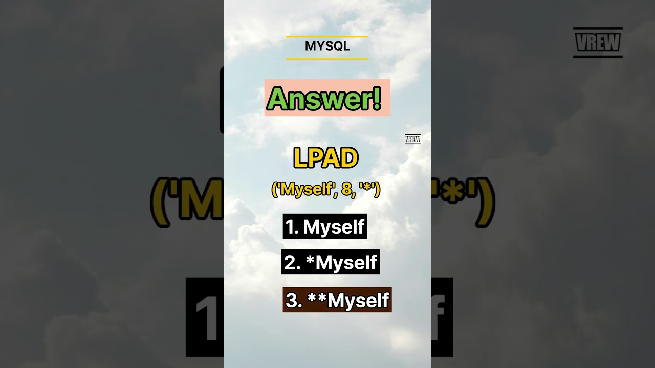 We have to master SQL lpad function  #quiz #coding #english #mysql #master #oracle #sql