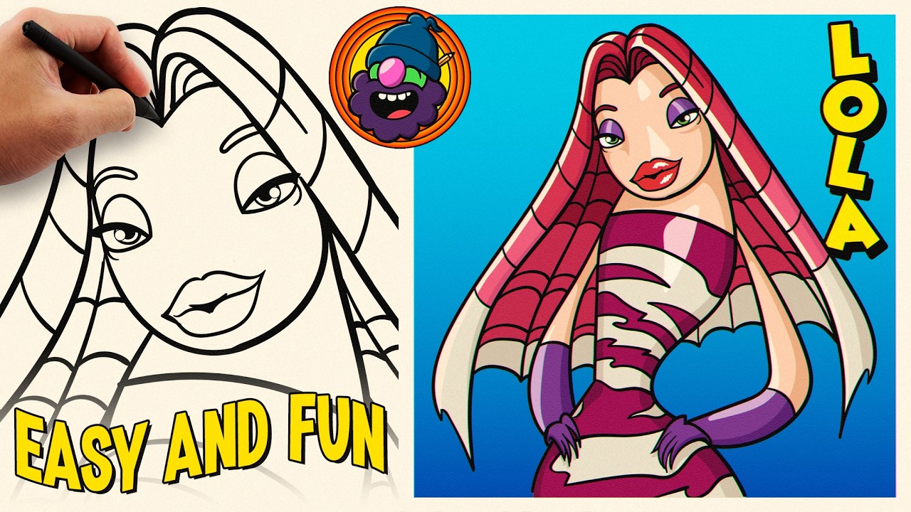 How to Draw Lola – Shark Tale 🐟 Easy Step-by-Step Cartoon Tutorial