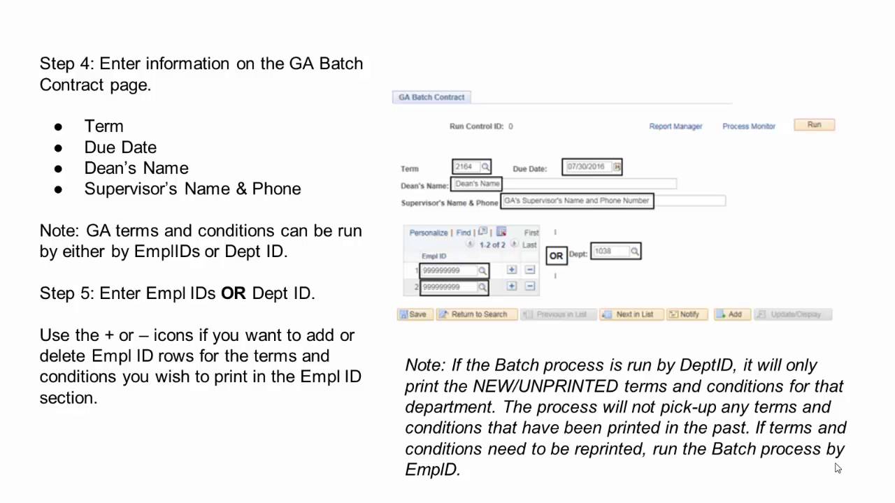 Temporary Faculty Processing — Chapter 6.3: Generate and Print GA Contracts Using the Batch Process