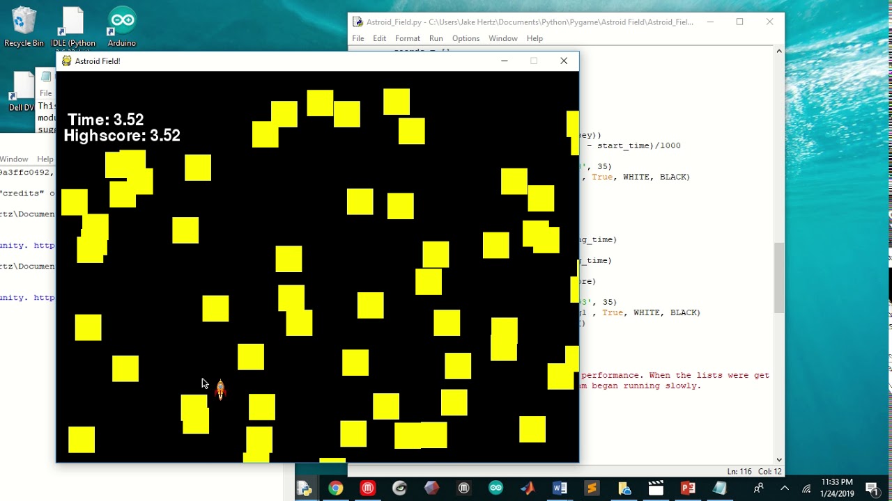 My First Python Video Game (Asteroid Field) Using the Pygame Module