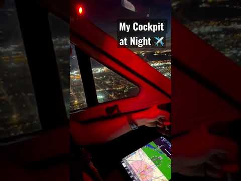 My airplane cockpit at night, flight over Montréal ✈️ @flywithali.r