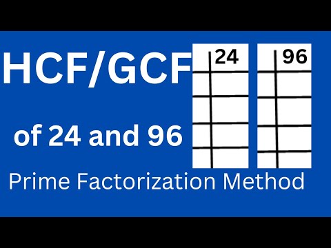 HCF of 24 and 96 by Prime Factorization Method