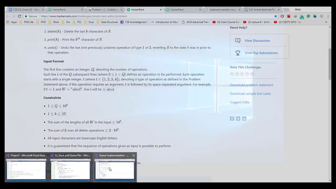 Queue and Stack - Hacker Rank - Simple Text Editor