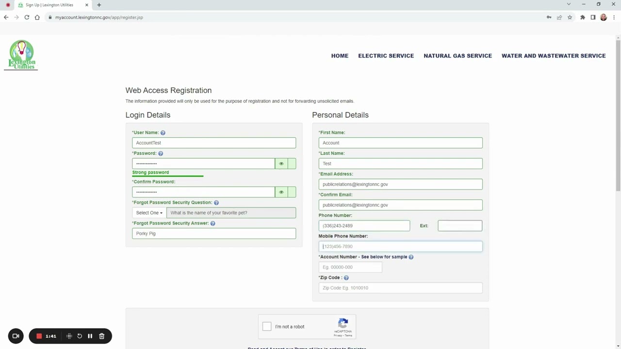 Create an Online Lexington Utilities Account