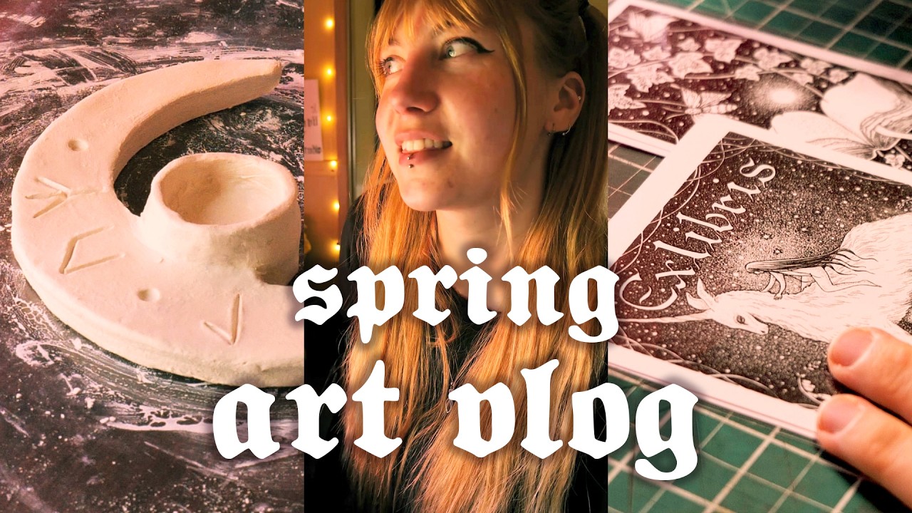 A week of spring in my tiny art studio 🌿 making, reflecting & creating 🐣 Art Vlog
