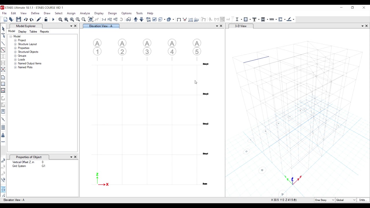 CSI ETABS   02 /   Draw General Grid, Reference points & Reference Planes  part 2.