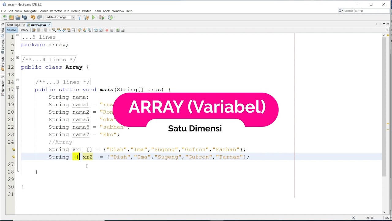 ARRAY Satu Dimensi - Dasar Pemrograman JAVA