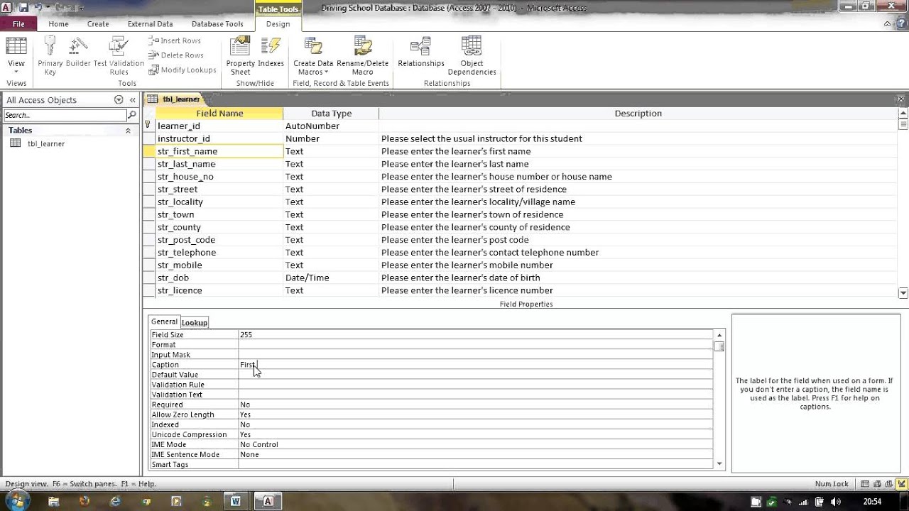 Database Design 5 - Building a Table
