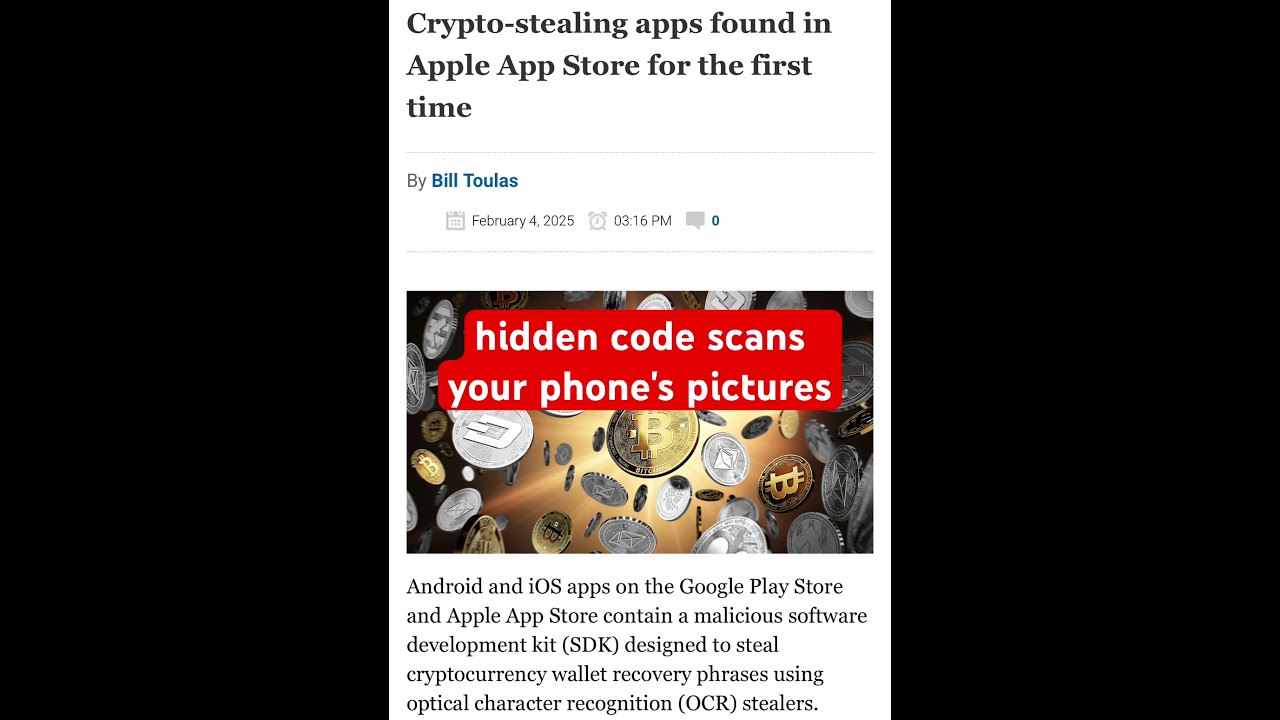 Crypto Stealing App found on App Stores. #cybersecurty #cryptocurrency #malware