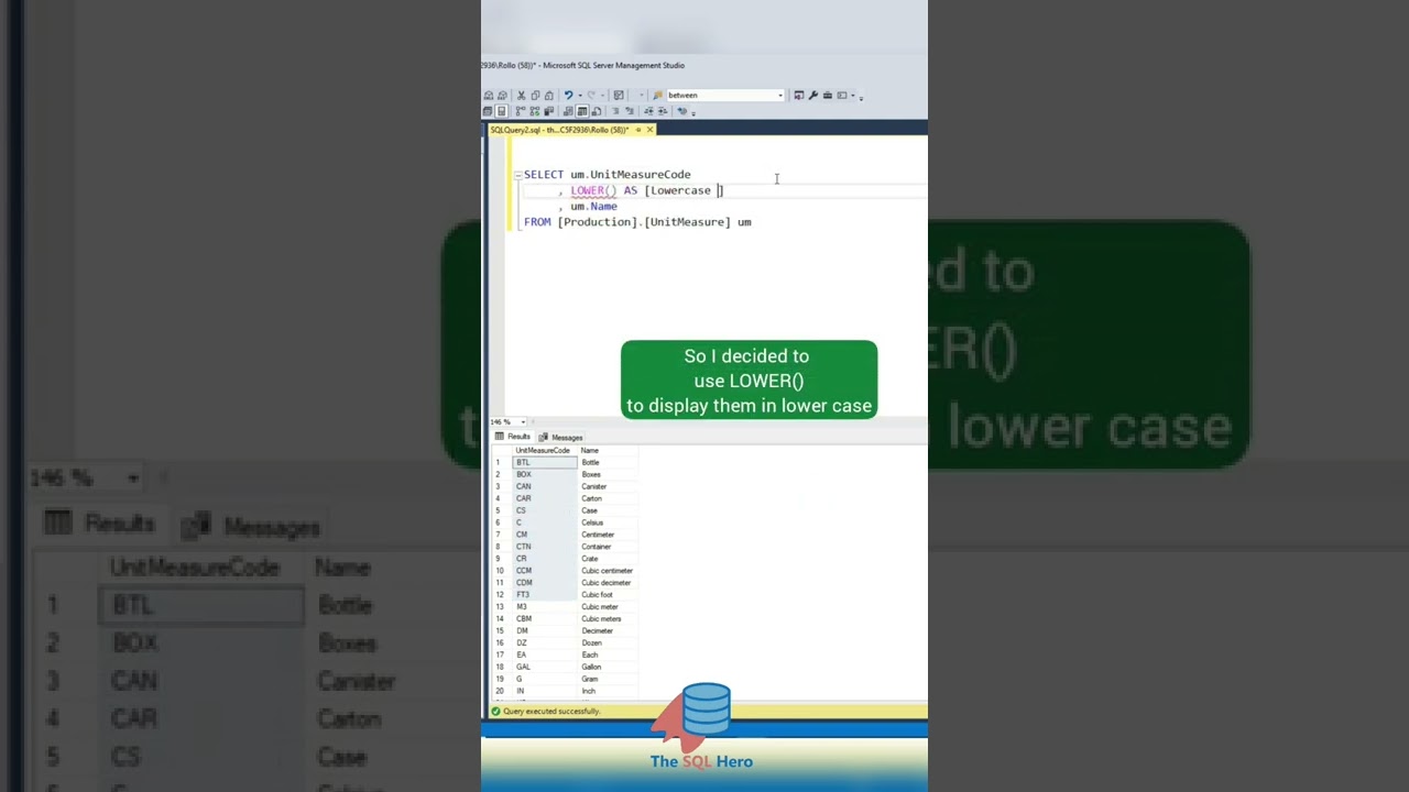 Transform string in lowercase #sql #sqlserver #ssms #database  #data #dataanalytics  #dev #it