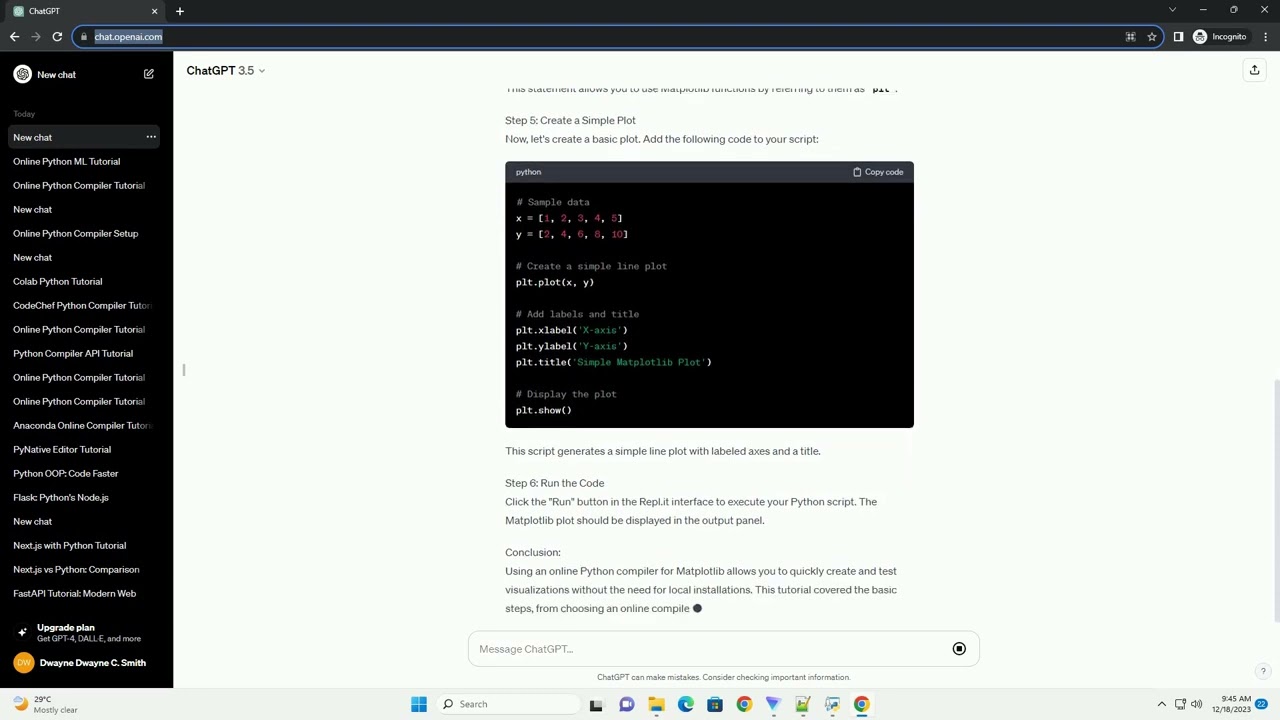 online python compiler for matplotlib