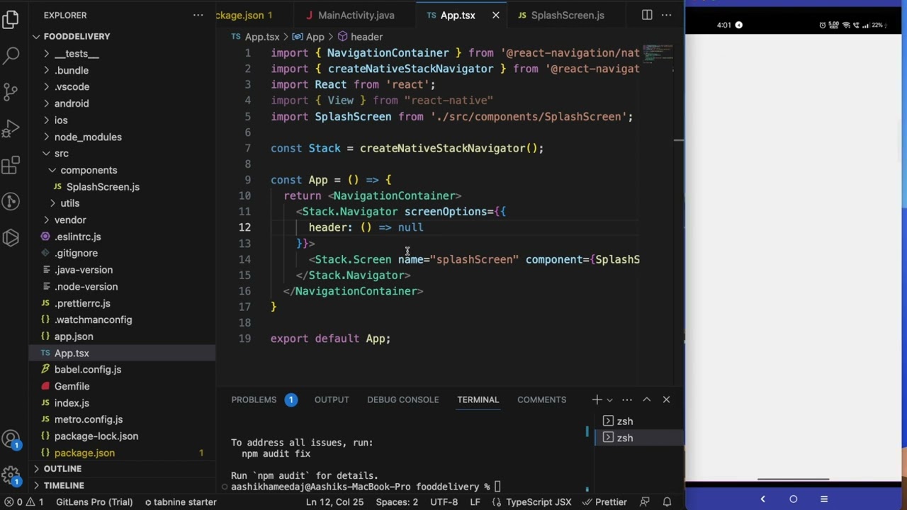 React Navigation v6 Setup [Food Delivery App] [React Native Tamil] [PART-3]