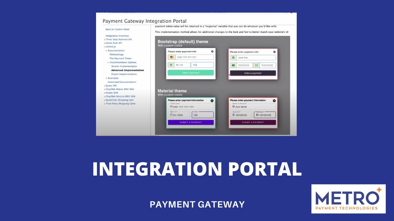 Integration Portal - Metro Payment Gateway