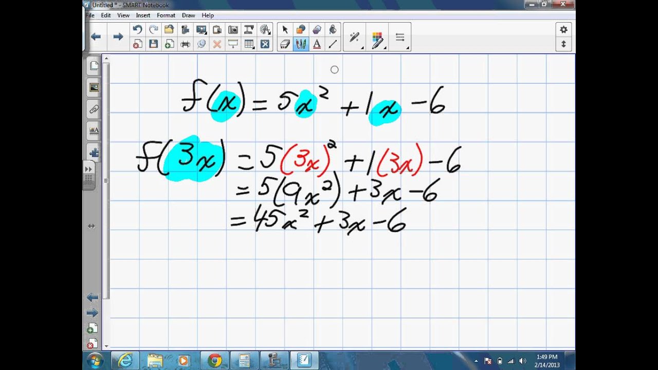 Working with Function Notation Grade 11 mixed Lesson 1 3 2 14 13