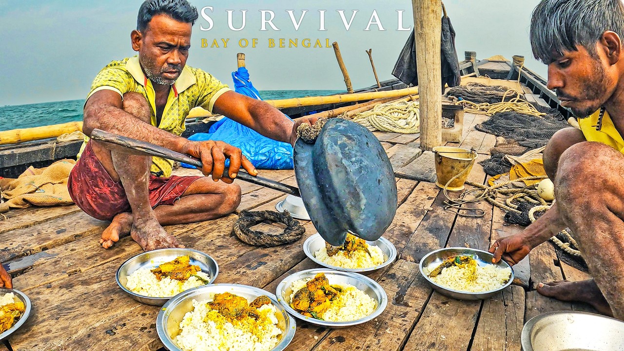 This Boat Is Our Home for Fishing, Cooking and Sharing Food in Deep Sea