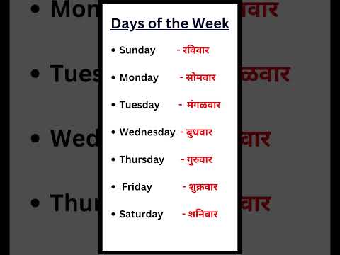 Days of the week with Marathi meaning. Athavdyache Vaar English. आठवड्याचे दिवस. #englishlanguage